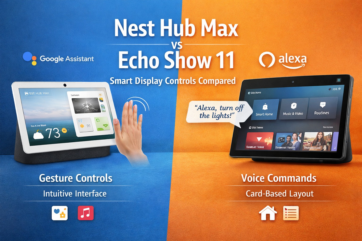 How Smart Display Controls Differ: Nest Hub Max vs Echo Show 11
